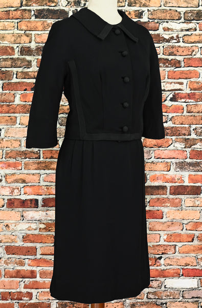 EXTREMELY RARE Vintage 40s/50s Black Crepe JACQUES FATH Dress and Jack ...