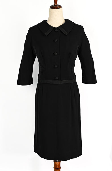 EXTREMELY RARE Vintage 40s/50s Black Crepe JACQUES FATH Dress and Jack ...